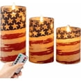 3-Piece Set Patriotic Flameless Candles, American Flag LED Pillar ...