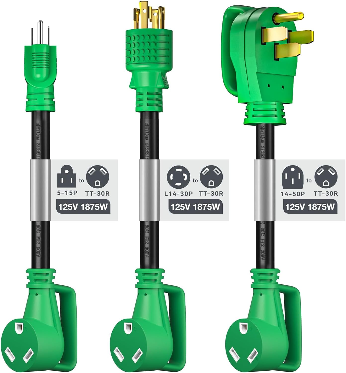 3-Piece Set RV Power Adapter Cord, 50 Amp to 30 Amp RV Adapter, 30 Amp ...