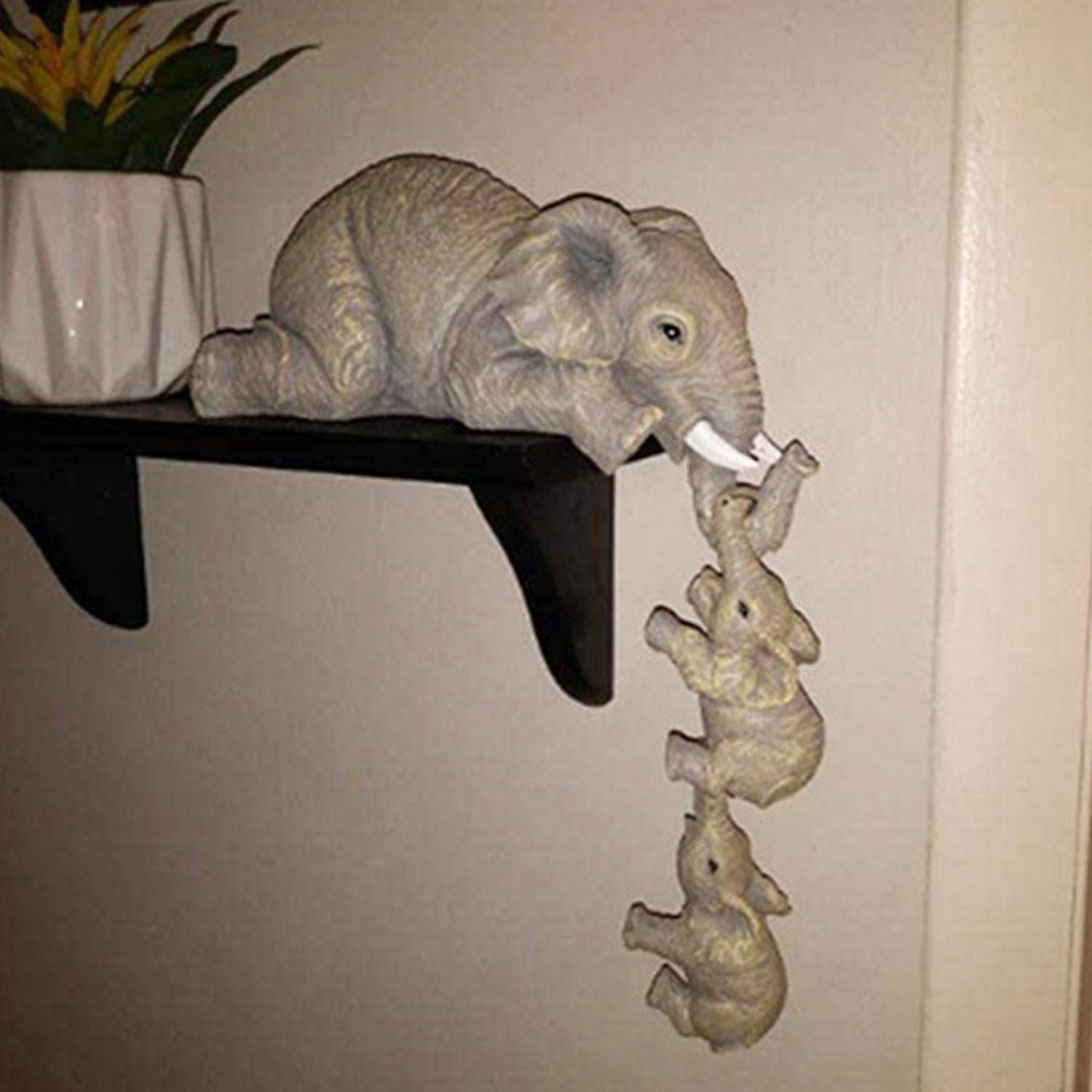3-Piece Set of Realistic Resin Elephant Figurines - Handcrafted ...