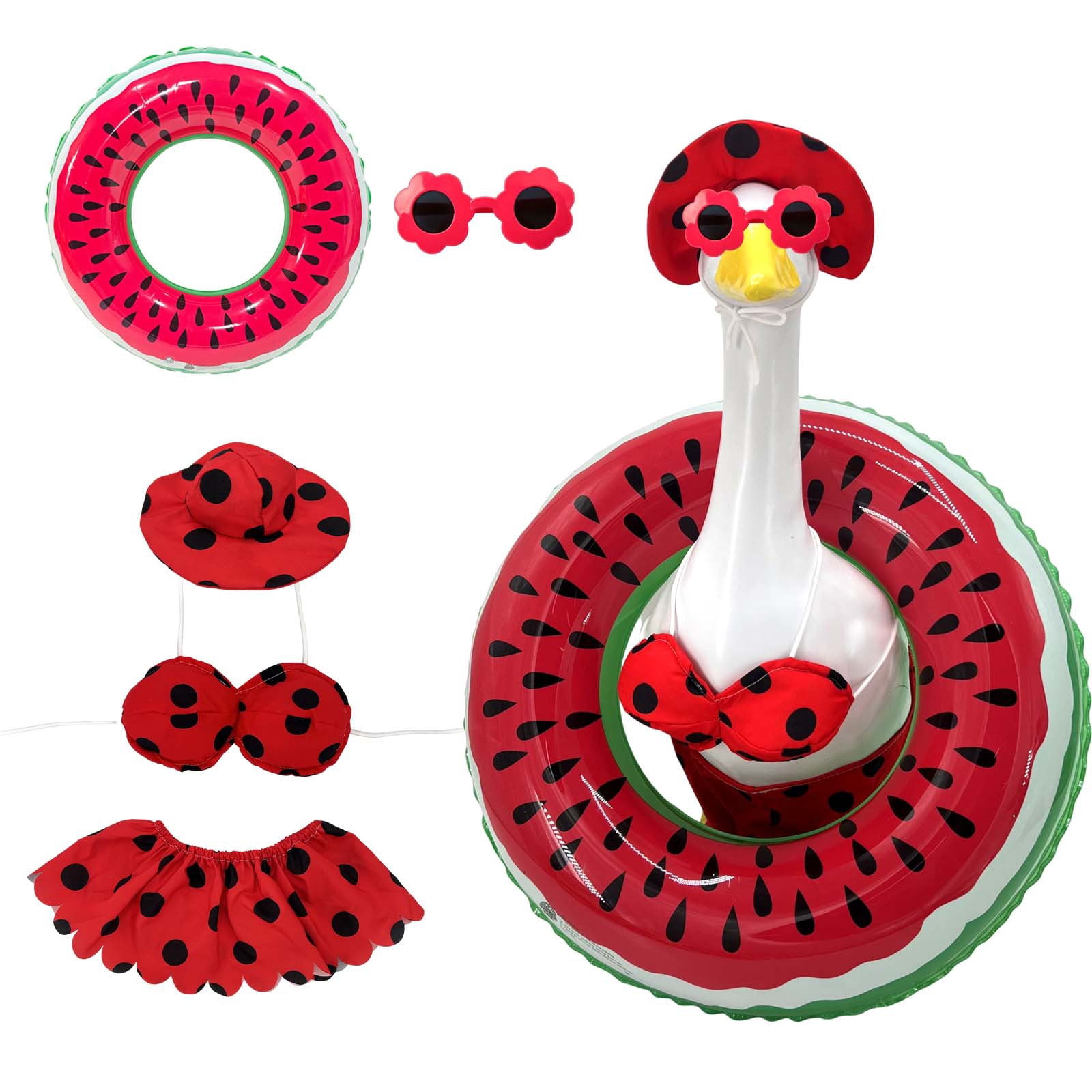 3-Piece Set Swim Ring Decorations Spring Summer Lawn Goose Statue ...