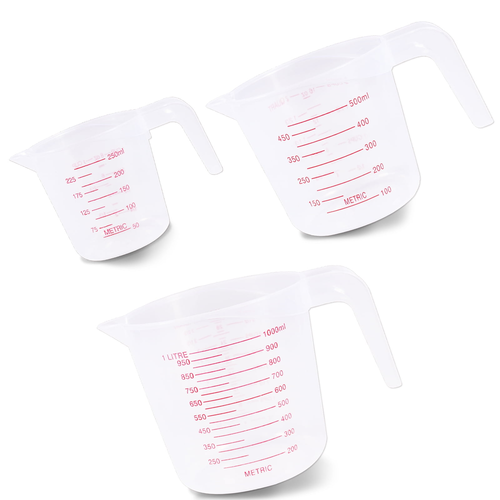 3-Piece Set Unbreakable Plastic Measuring Cups - Food-Grade Measuring ...