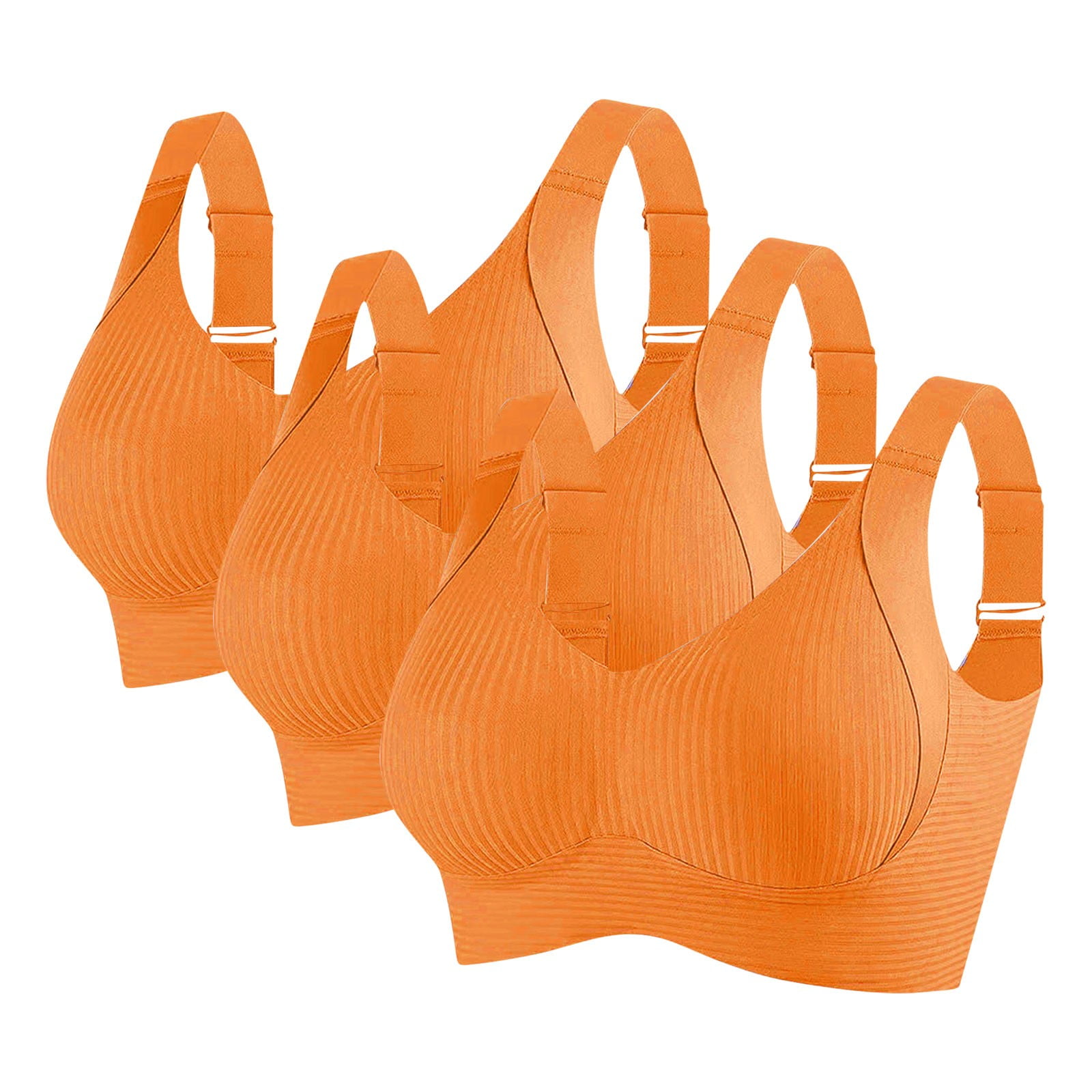 3 Piece Set Womens Wireless Bras Full Coverage Wide Shoulder Straps ...