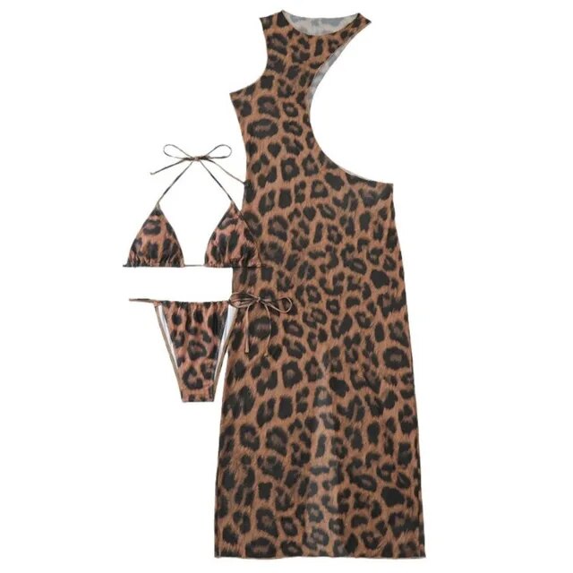 3 Piece Sets Summer Cover Ups Women Swimsuit Sleeveless Robes Bathing ...