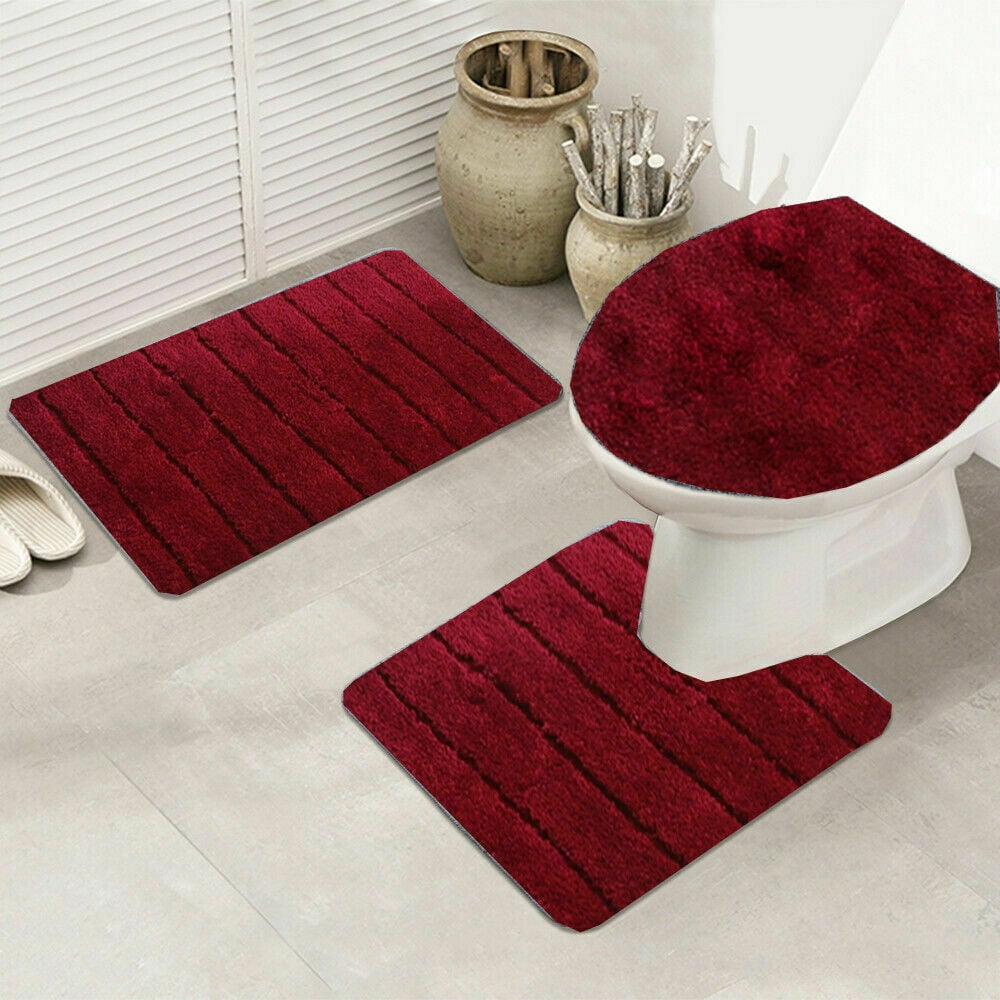 3 Piece Shaggy Chenille Bath Mat Sets, Extra Large Bathroom Mats ...