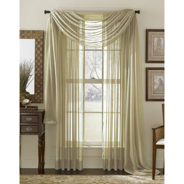 3 Piece Sheer Panel & Scarf Window Treatment Set | Decotex - Walmart.com