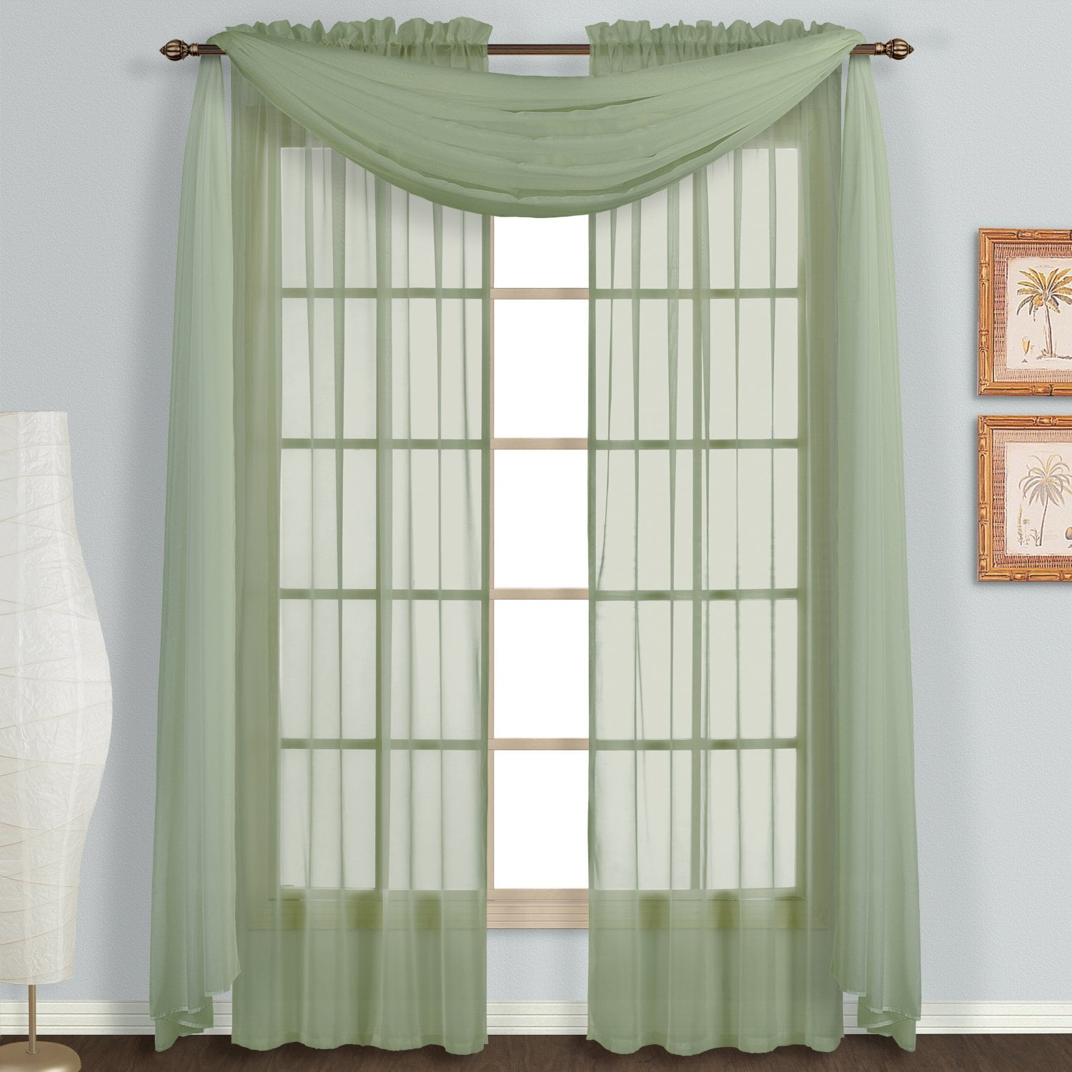 3 Piece Sheer Panel & Scarf Window Treatment Set | Decotex - Walmart.com