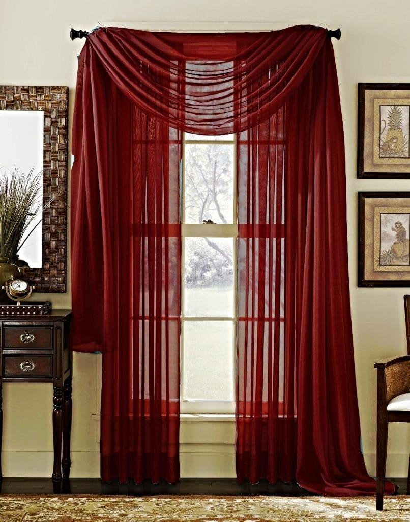 3 Piece Sheer Panel & Scarf Window Treatment Set | Decotex - Walmart.com