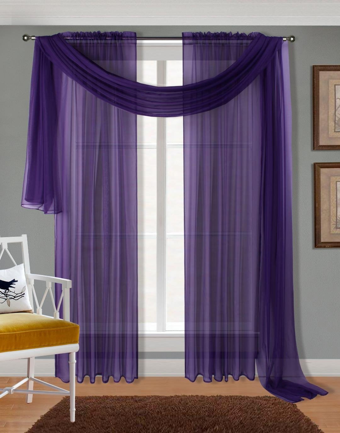3 Piece Sheer Panel & Scarf Window Treatment Set | Decotex - Walmart.com