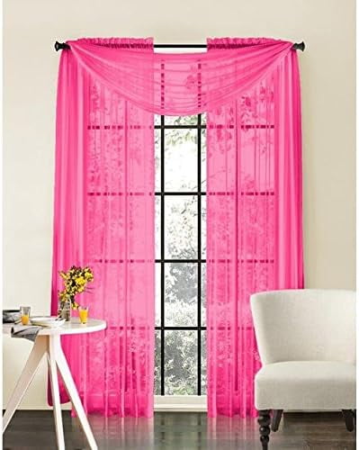 3 Piece Sheer Voile Curtain Panel Drape Set includes 2 Panels and 1 ...