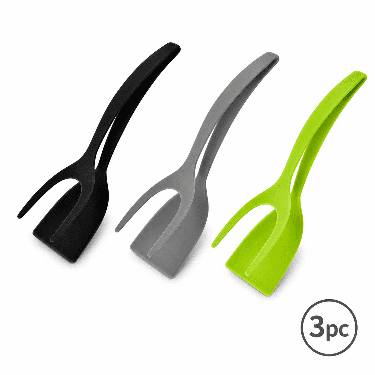 3-Piece Silicone Kitchen Spatula Tongs Set, Non-Stick Cookware Safe ...