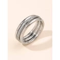 3-Piece Silver Tone Stainless Steel Stackable Rings Set With Textured ...