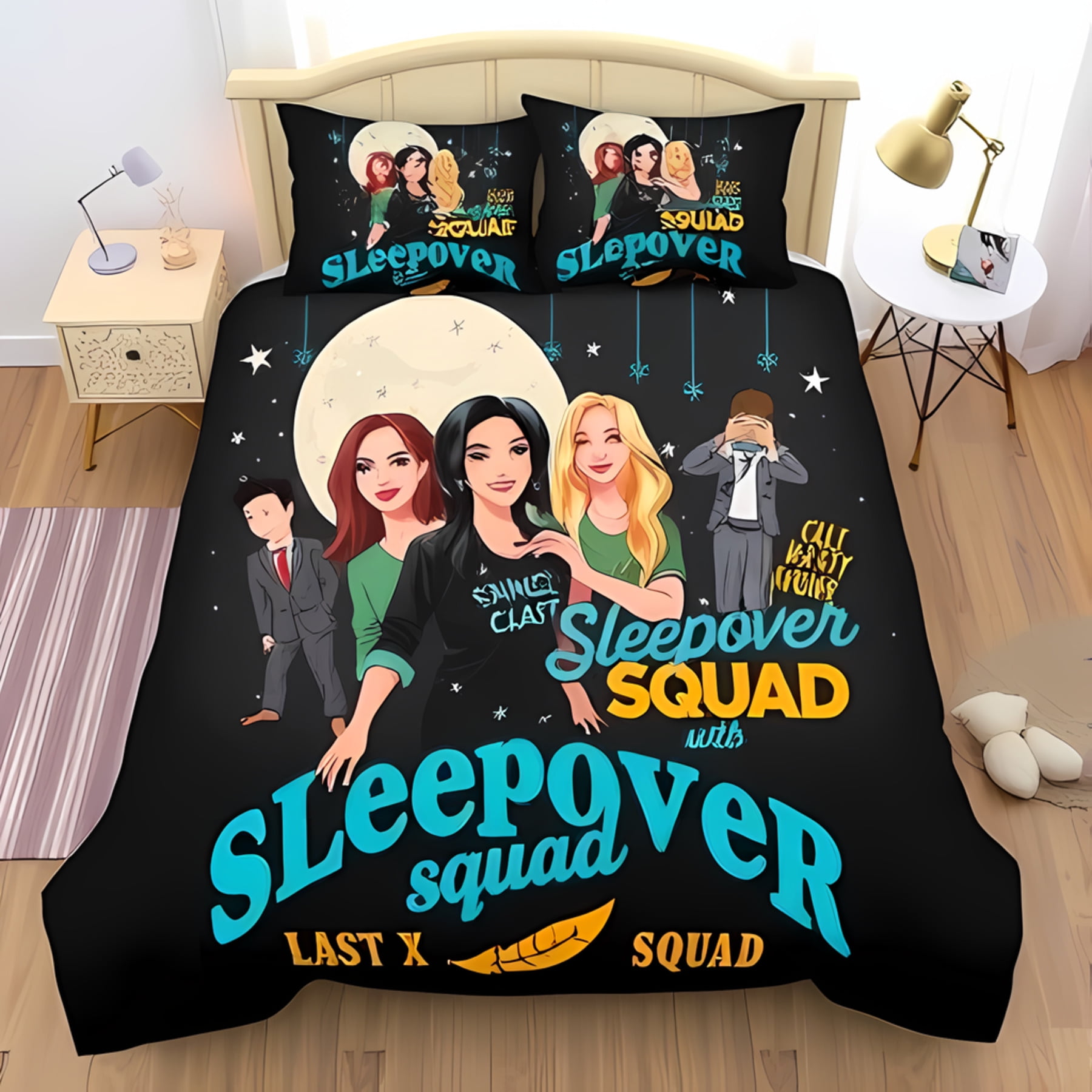 3-Piece Sleepover Squad Duvet Cover Set - Vibrant Characters ...