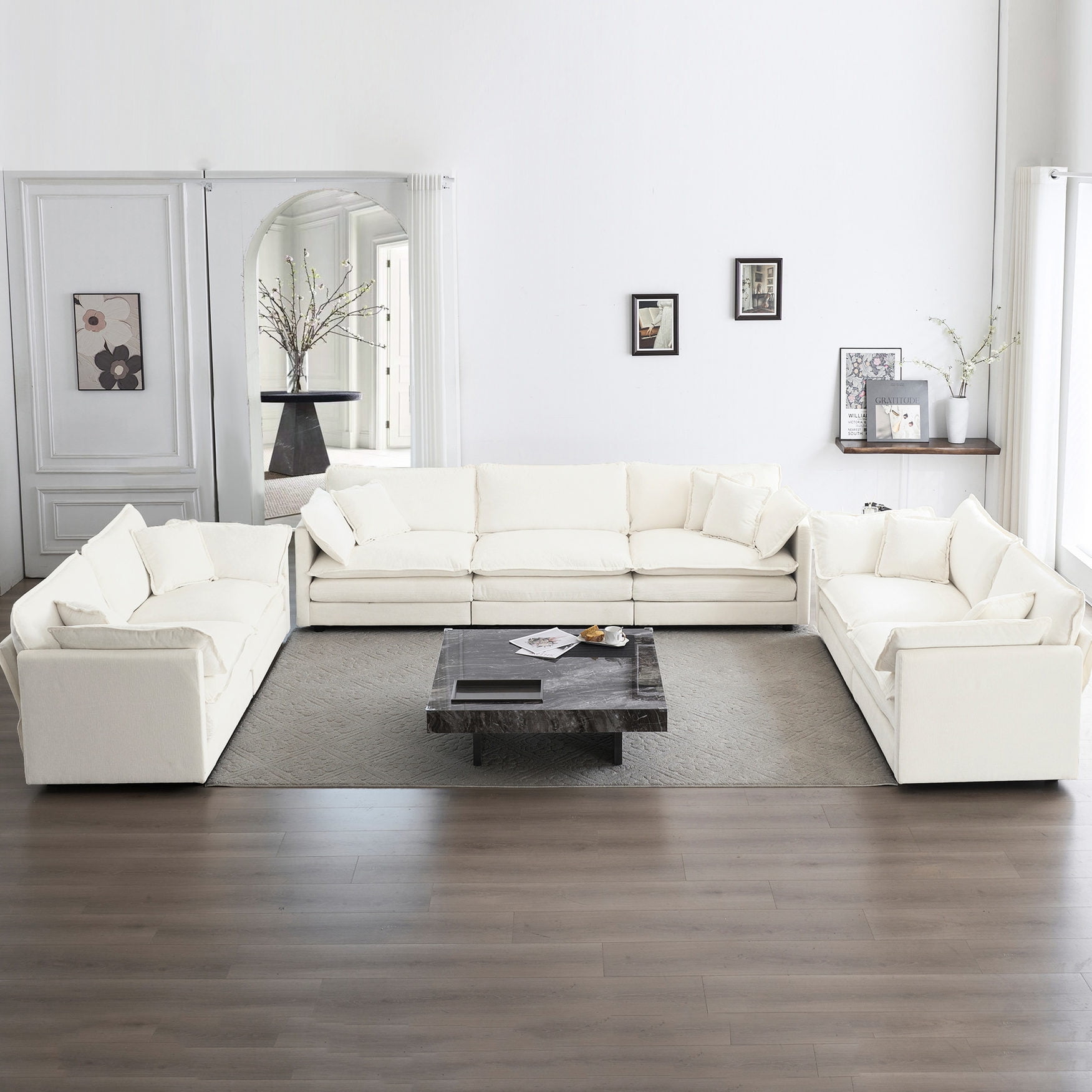 3 - Piece Sofa Ensemble - Solid Wood Sturdiness - Reading Corner in ...