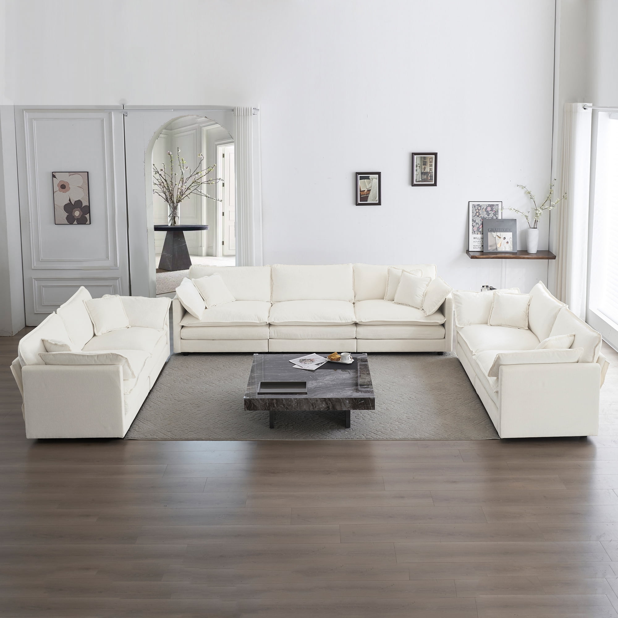 3 Piece Sofa Set Oversized Sofa Comfy Sofa Couch, 2 Pieces of 2 Seater ...