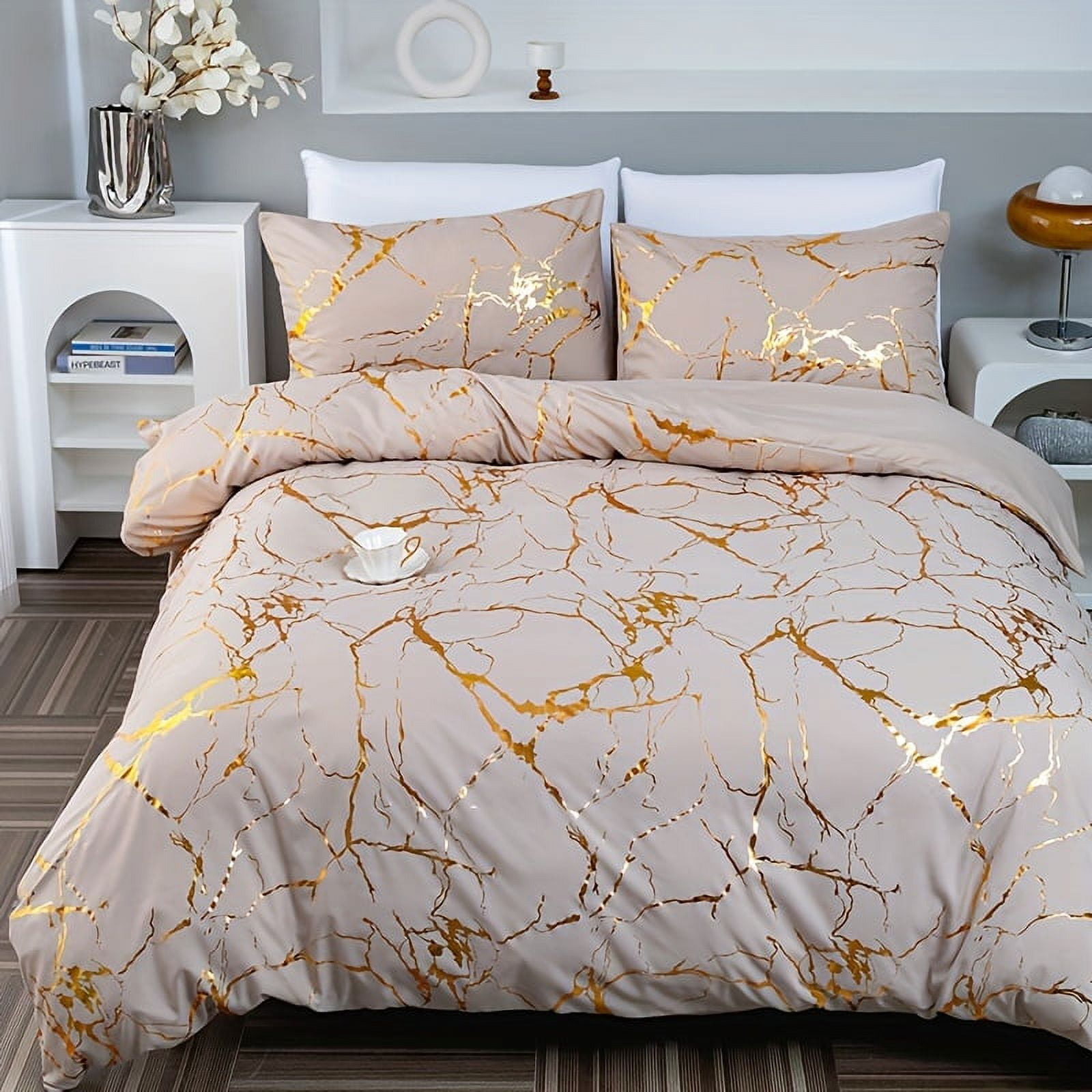 3-Piece Soft and Cozy Bronzing Duvet Cover Set for Bedroom and Guest ...