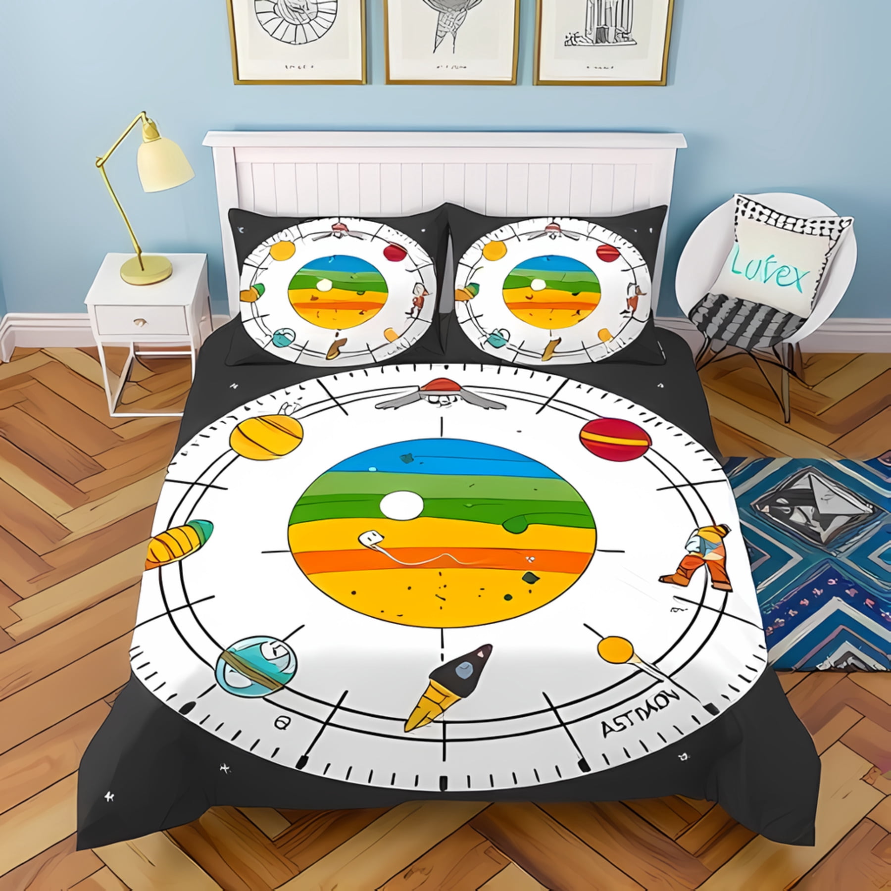 3-Piece Solar System Duvet Cover Set - Colorful Planets & Astronauts ...
