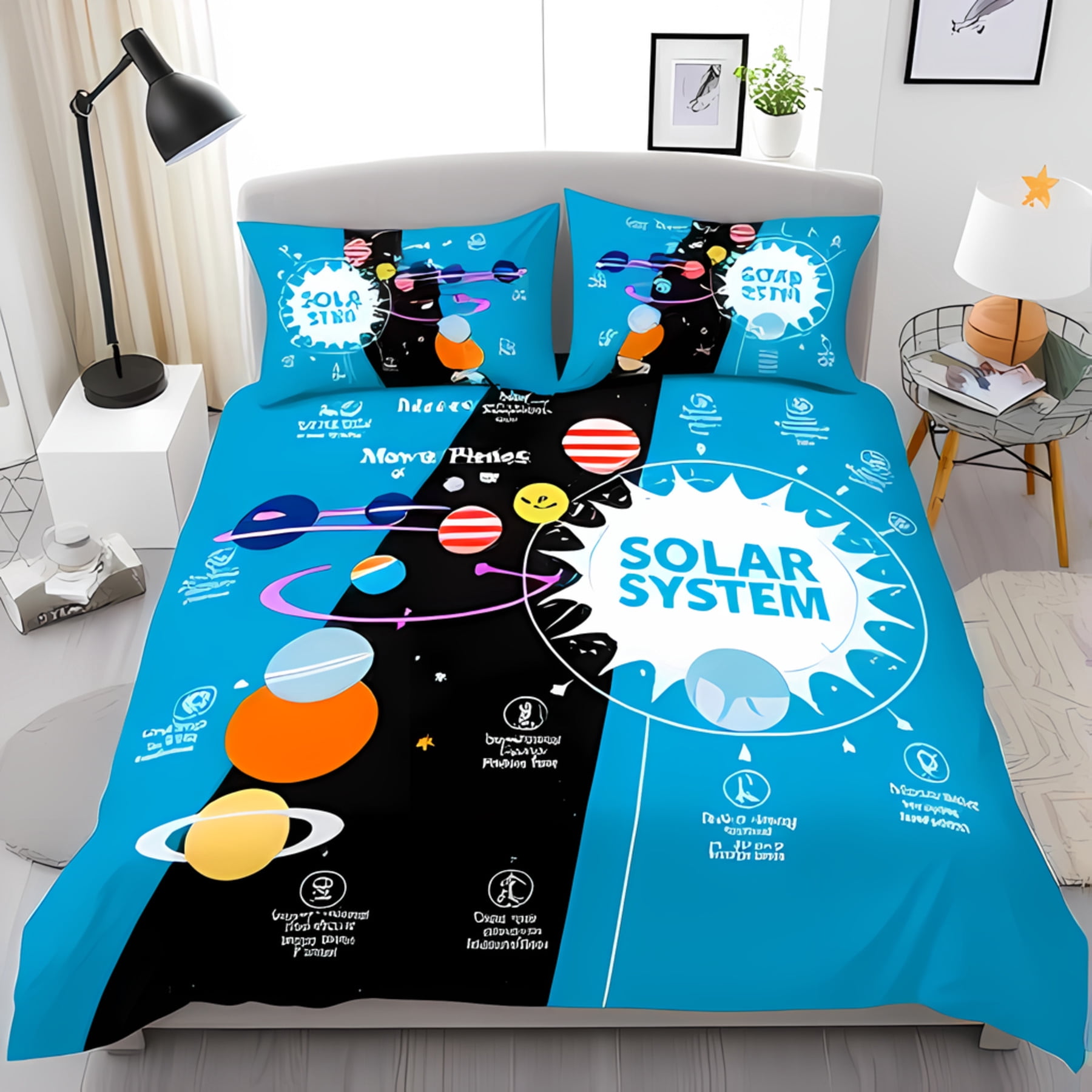 3-Piece Solar System Duvet Cover Set - Colorful Space Themed Bedding ...
