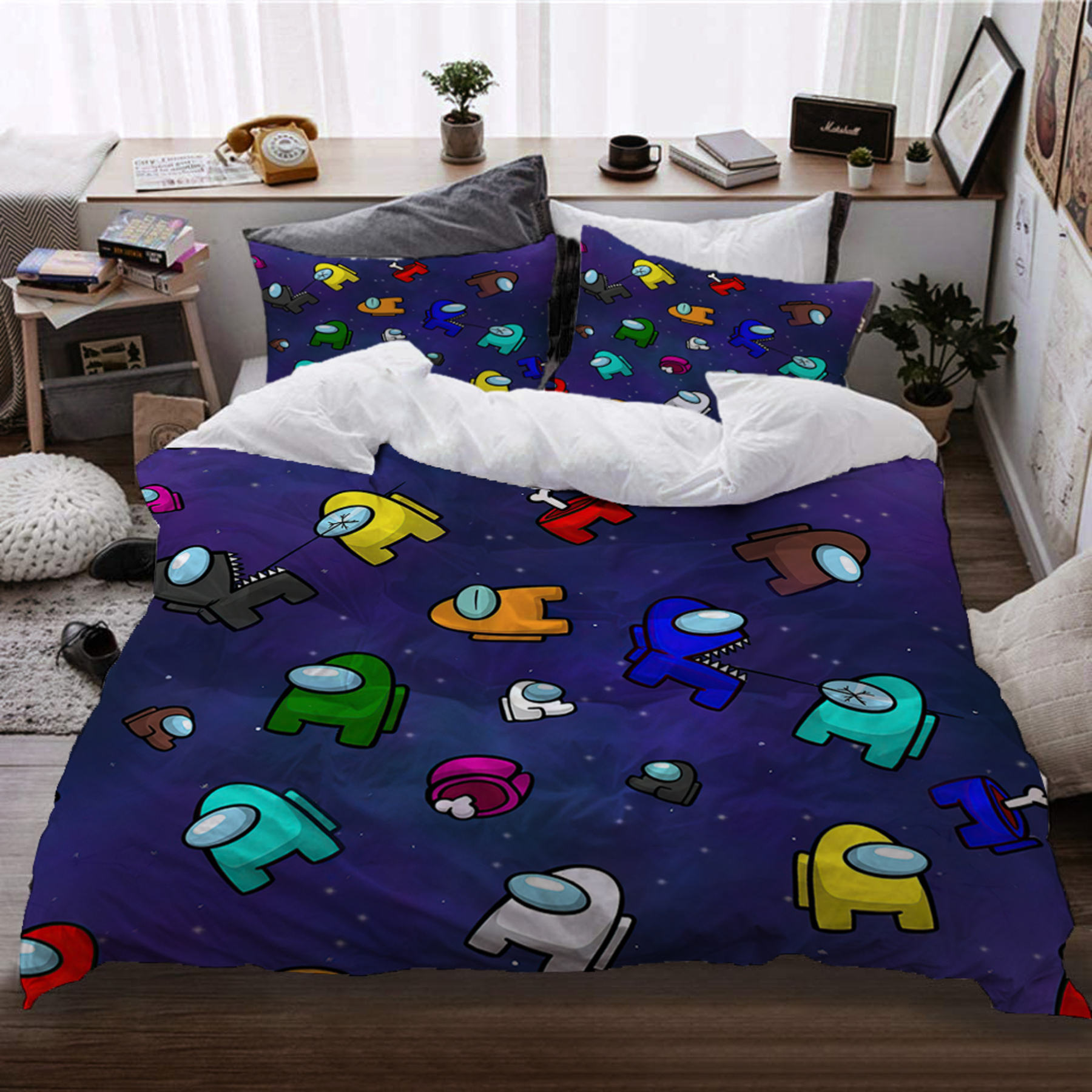 3-Piece Space Themed Duvet Cover Set with Colorful - Cozy Bedding for ...