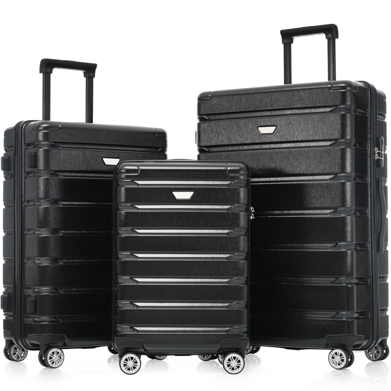 3 Piece Spinner Luggage Set with 4-Wheel 360° Rotation & Hardshell ABS ...