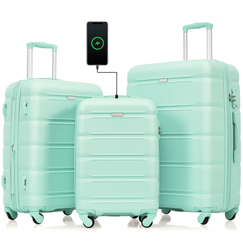 3 Piece Spinner Wheels Luggage Set, Expandable 20" 24" 28" 360 Degree ...