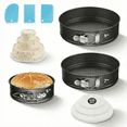 3-Piece Springform Cake Pan Set with Bonus Tools - 5"/7"/9" Round ...