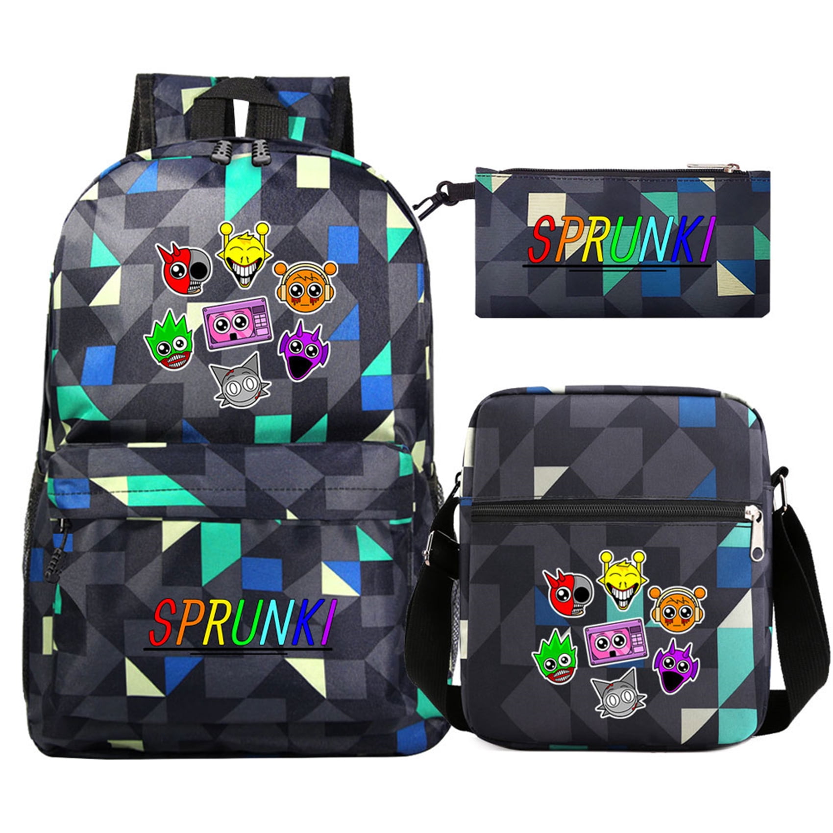 3 Piece Sprunki Backpack+Insulated Cooler bag+Pencil Case Set Teen ...