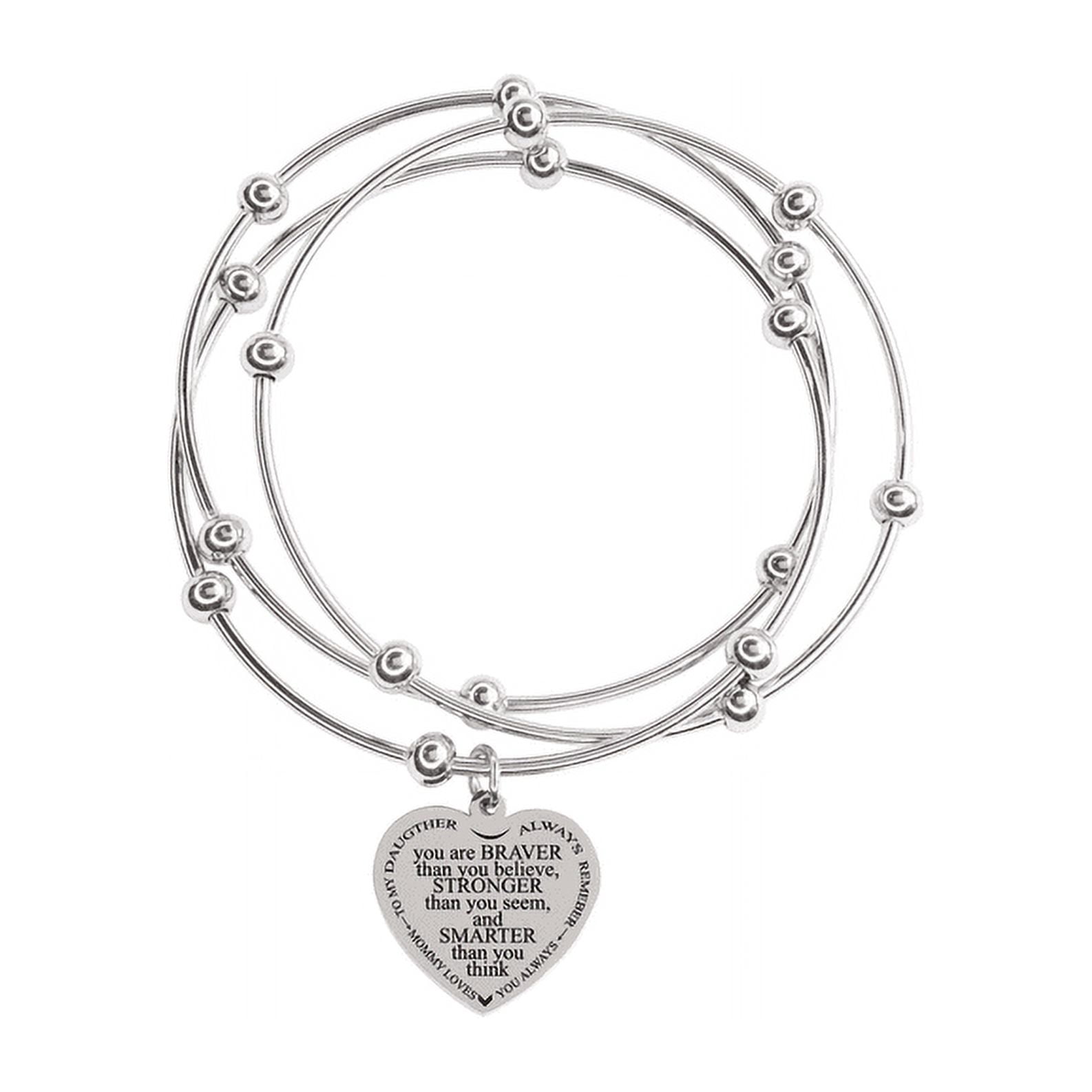 3 Piece Stackable Inspirational Heart Bangles By Pink Box You Are ...