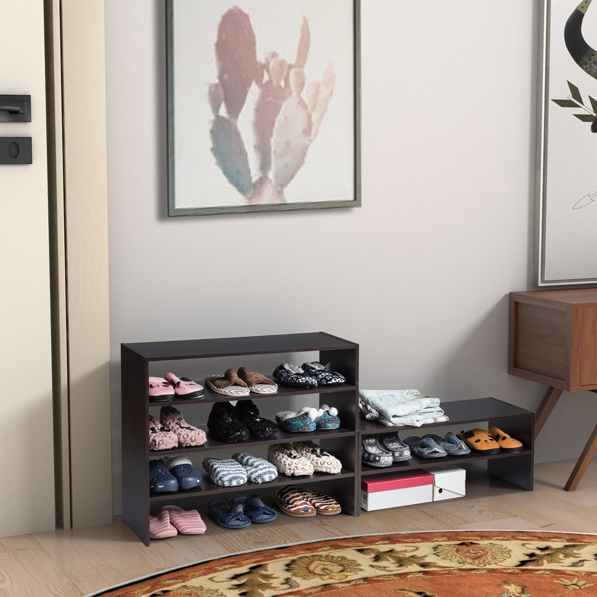 3-Piece Stackable Shoe Rack Organizer, 2-Tier Horizontal Storage Shelf ...
