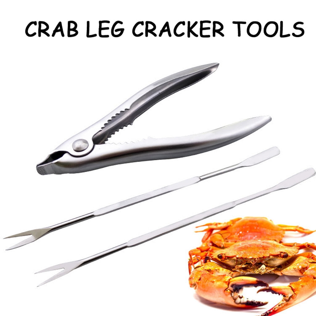 3-Piece Stainless Steel Crab Leg Crackers and Forks Set - Heavy Duty ...