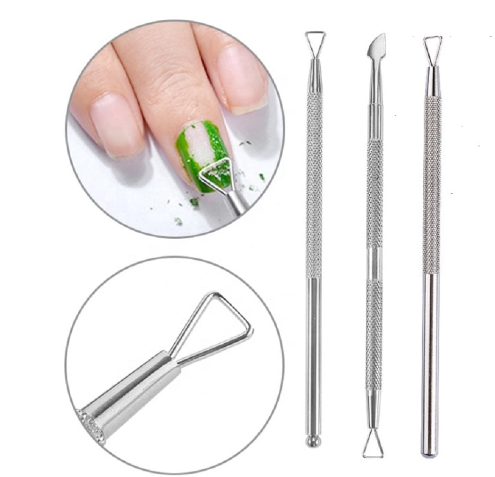 3-Piece Stainless Steel Cuticle Pusher and Nail Cleaner Set ...