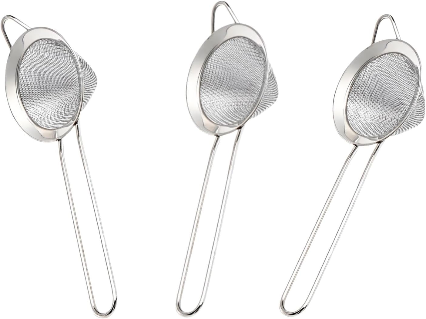 3-Piece Stainless Steel Fine Mesh Strainer Set - Conical Tea & Cocktail ...