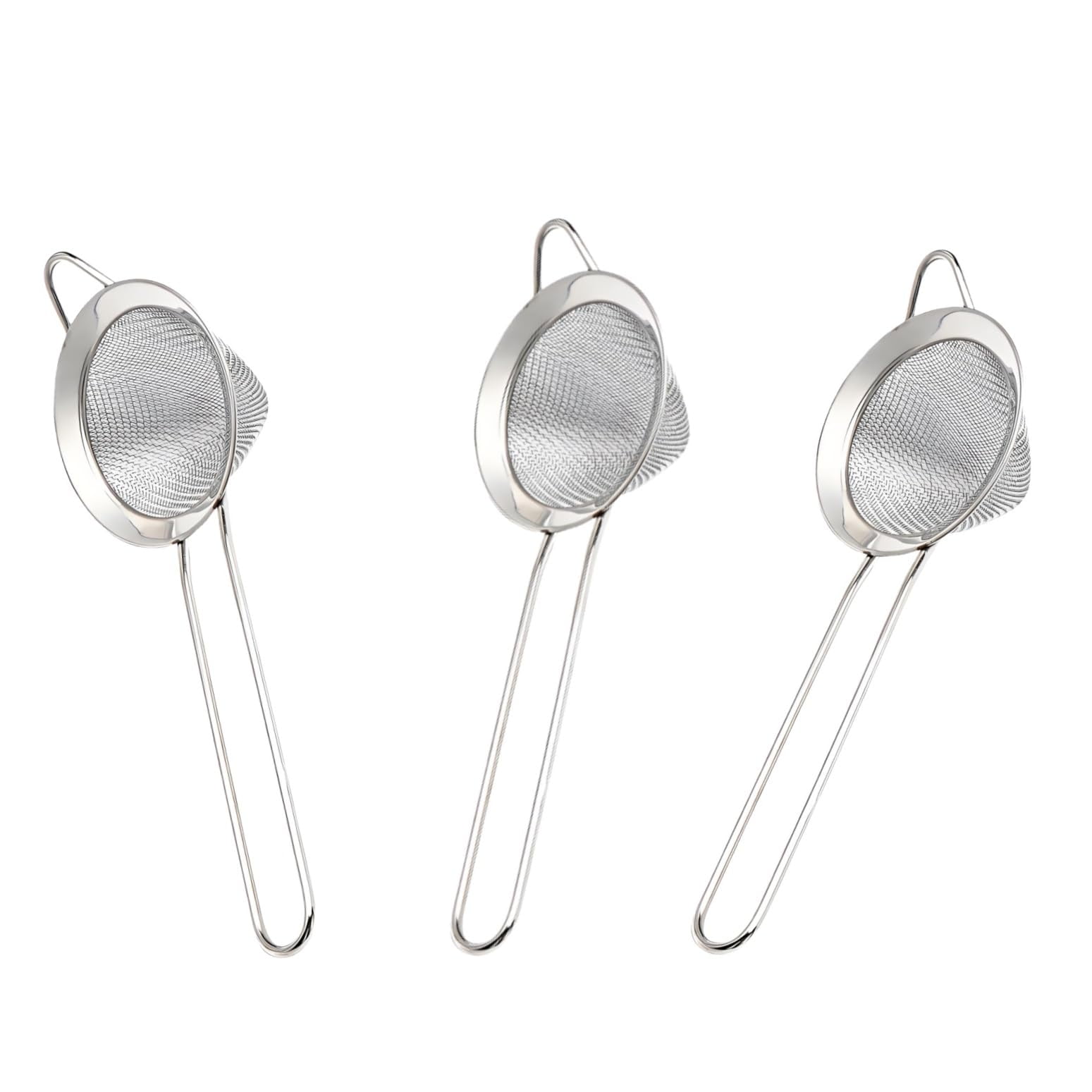 3-Piece Stainless Steel Fine Mesh Strainer Set - Conical Tea & Cocktail ...