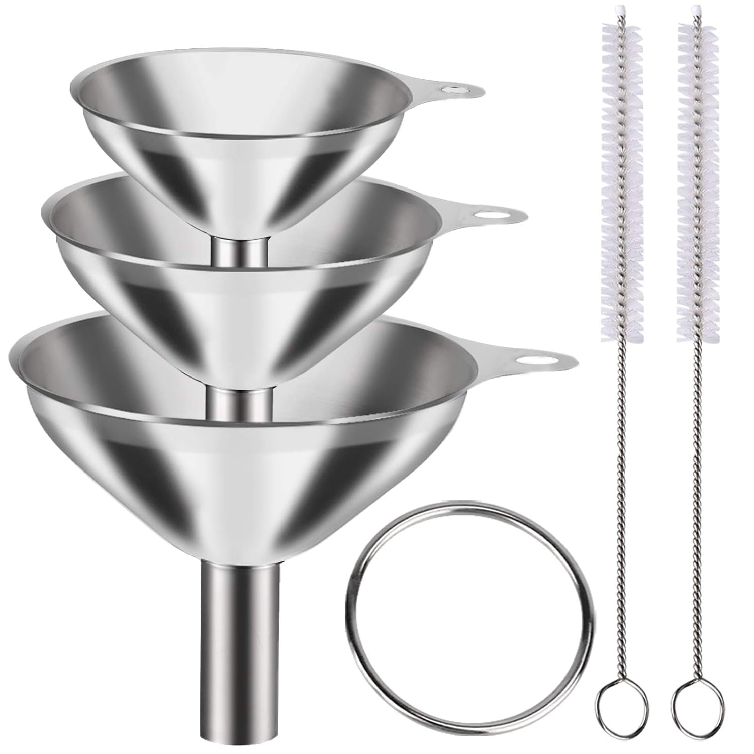 3-Piece Stainless Steel Funnel Kit – Small, Medium & Large – Food Safe ...