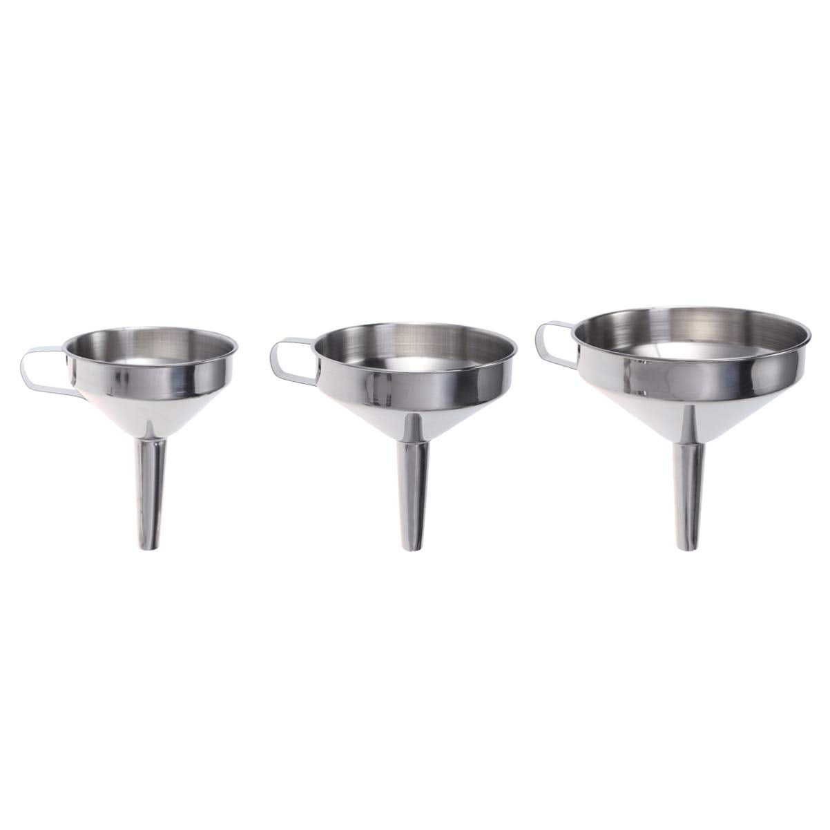 3-Piece Stainless Steel Funnel Set Large Cone Shape for Easy Liquid and Dry Ingredient Transfer ...