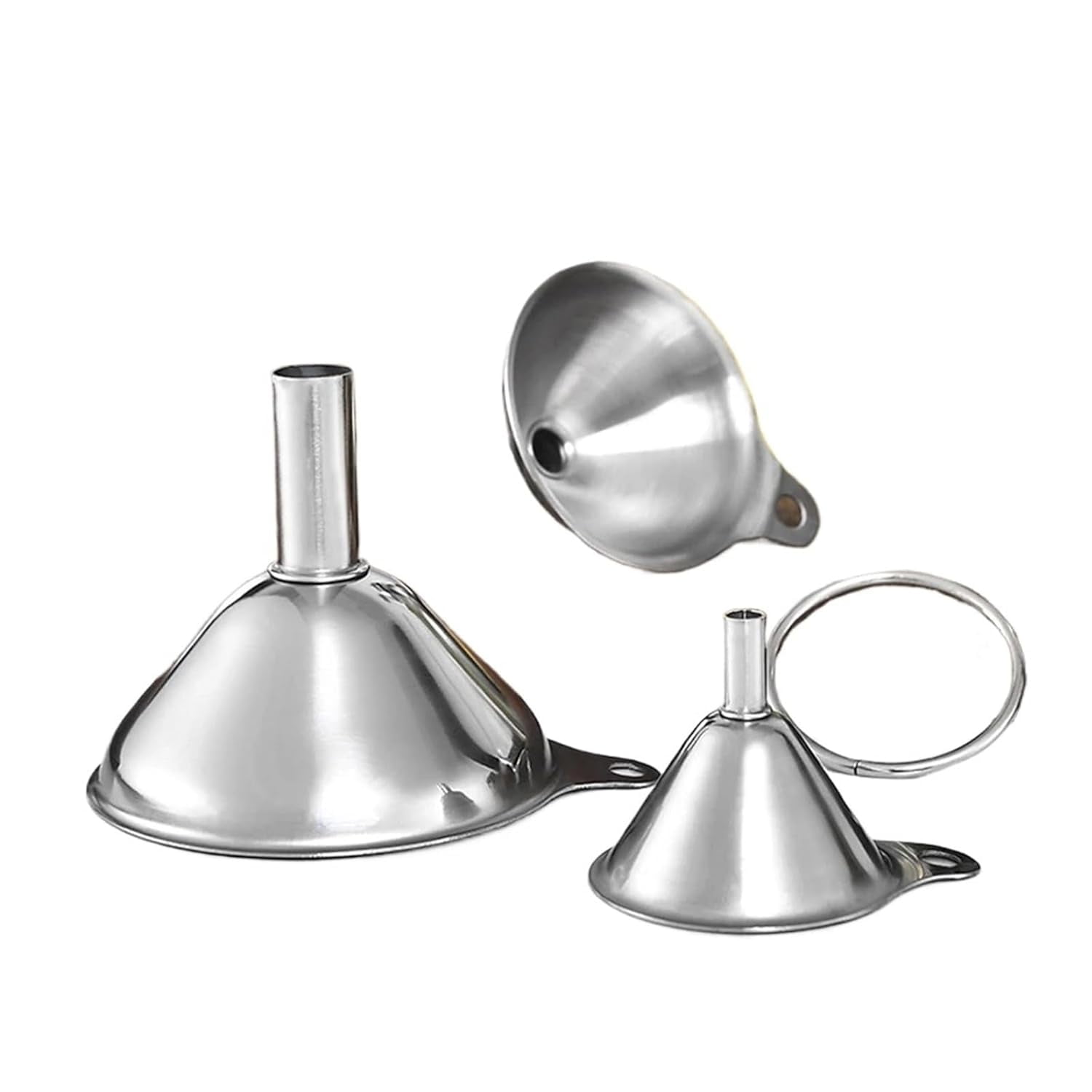 3 Piece Stainless Steel Funnels Set Funnel Oil Spill Wine Spill Tool for Transferring Liquid Dry ...