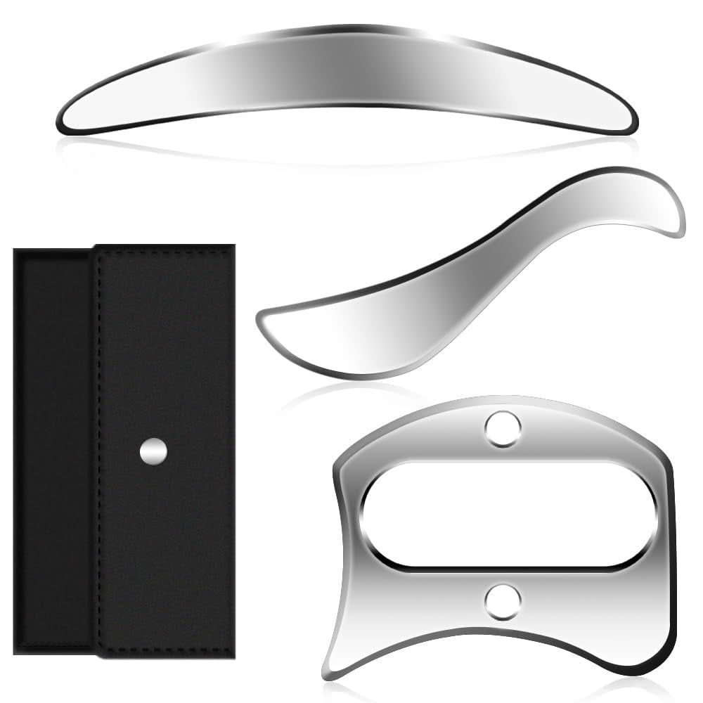 3-Piece Stainless Steel Guasha Set, Scraping Massage Tool Kit, Scar Tissue Massage Tool, Muscle ...