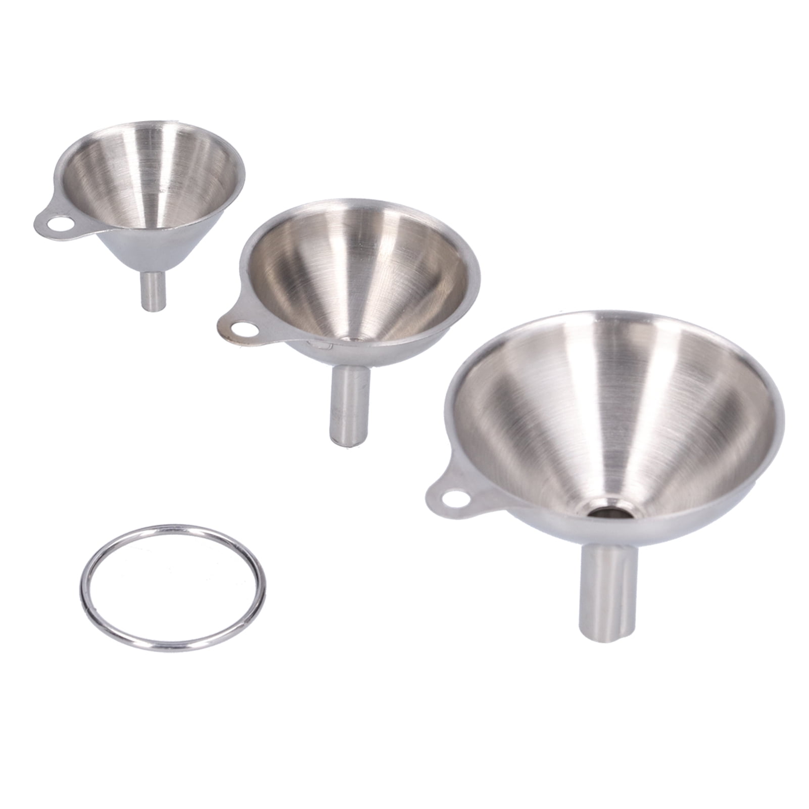 3-Piece Stainless Steel Mini Funnel Set for Oil, Vinegar, Wine, Spices ...