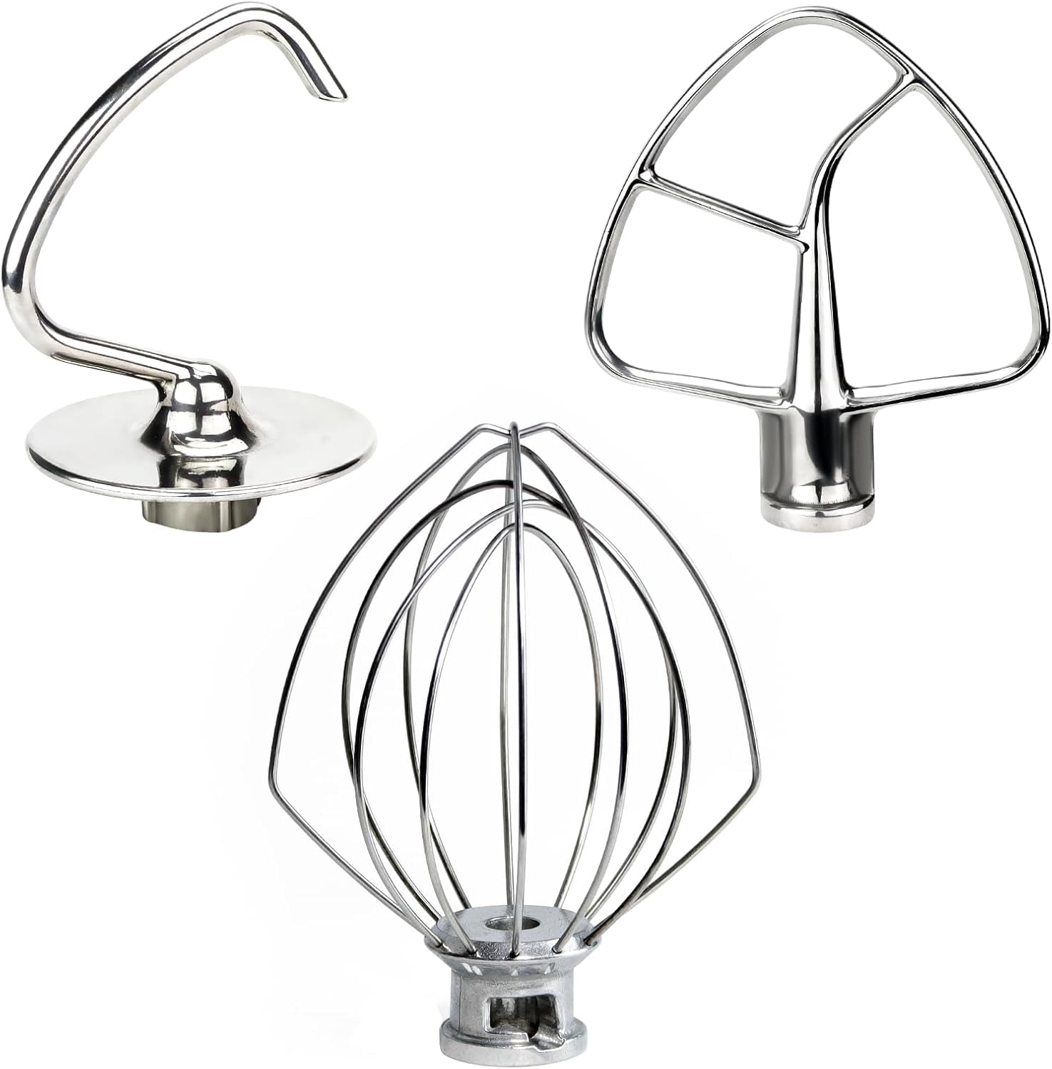3-Piece Stainless Steel Mixer Attachment Kit for KitchenAid 4.5-5 QT ...