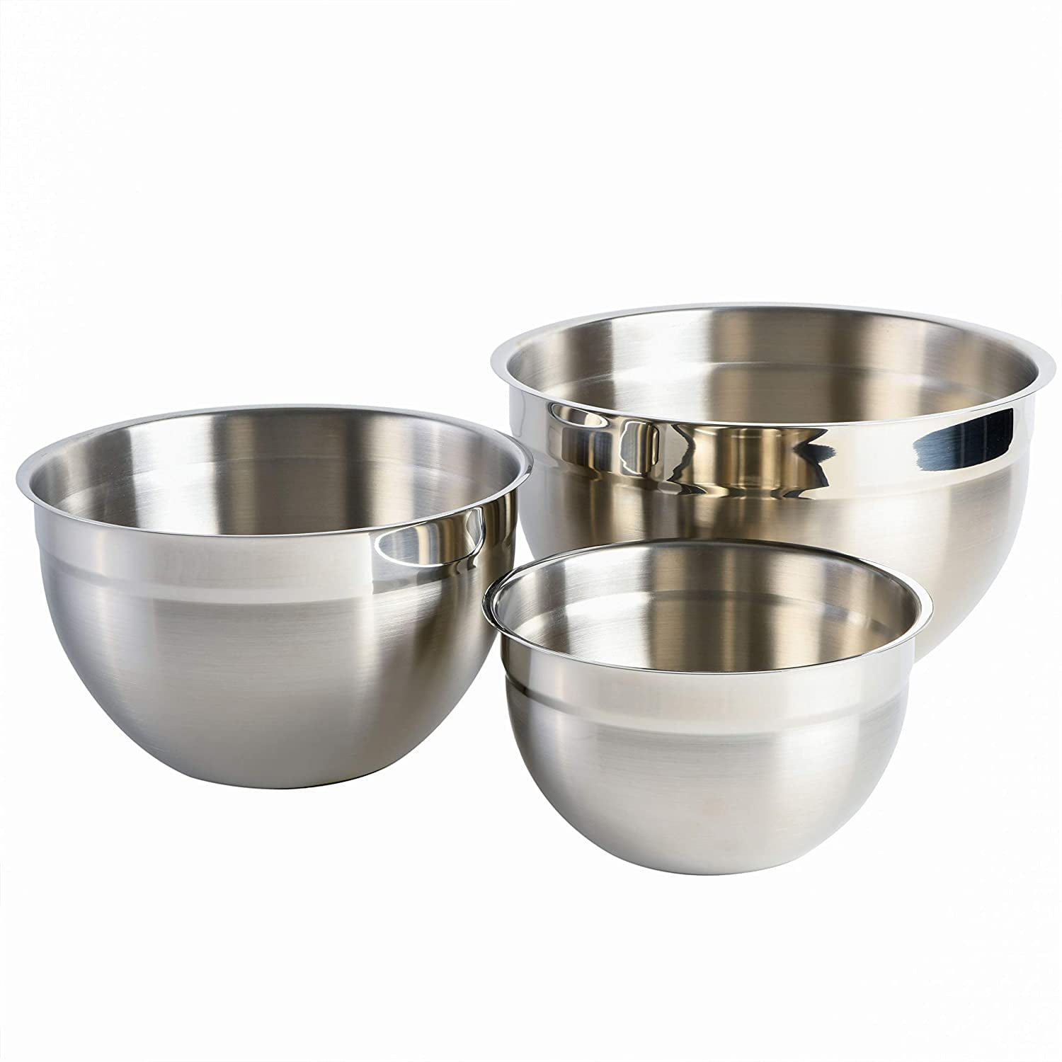 3-Piece Stainless Steel Mixing Bowl Set – Nesting Metal Bowls for ...