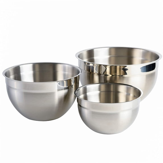 3-Piece Stainless Steel Mixing Bowl Set – Nesting Metal Bowls for ...