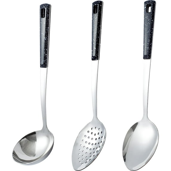 3-Piece Stainless Steel Serving Spoons - Slotted/Solid/Perforated ...
