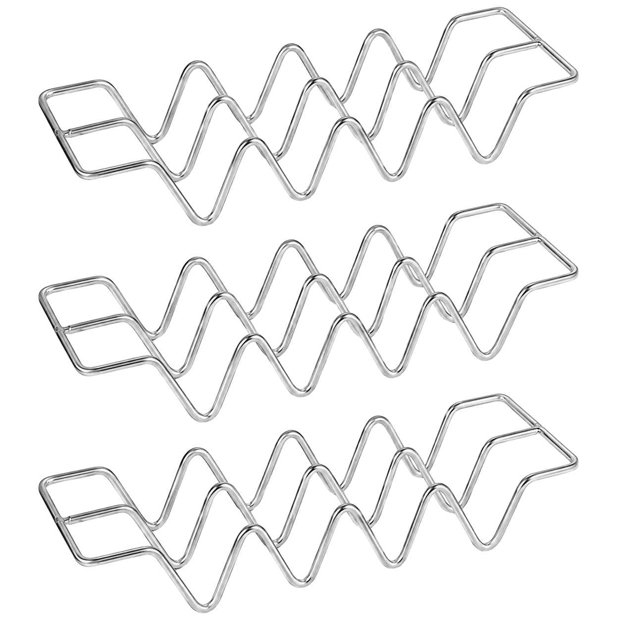 3-Piece Stainless Steel Taco Holder Stand Set - Holds 12 Tacos Total ...