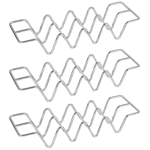 3-Piece Stainless Steel Taco Holder Stand Set - Holds 12 Tacos Total ...