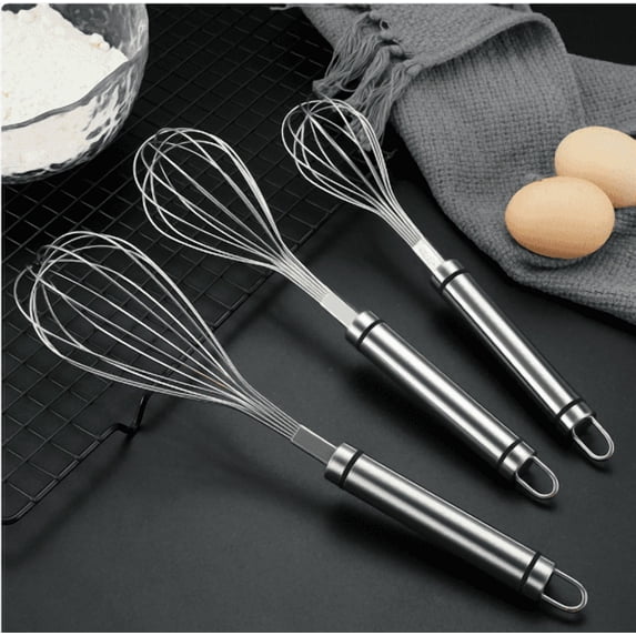 3-Piece Stainless Steel Whisks Set - 8"/10"/12" French Kitchen Whisk ...