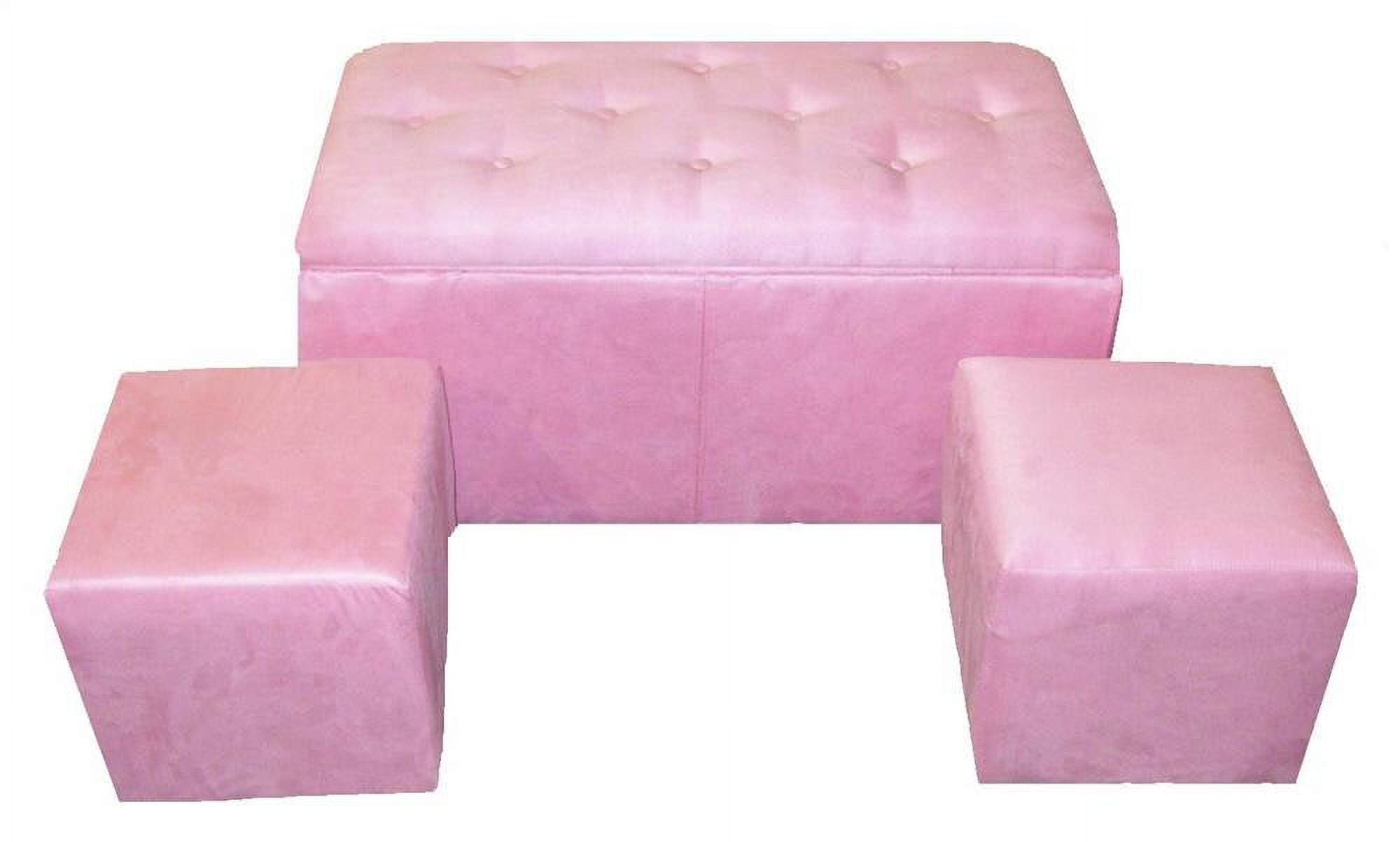 Pink Microfiber Storage Bench (With 2 Matching Ottomans) - Walmart.com