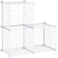 3 Piece Storage Wire Stackable Cube Set Easy Assemble White for Closet ...