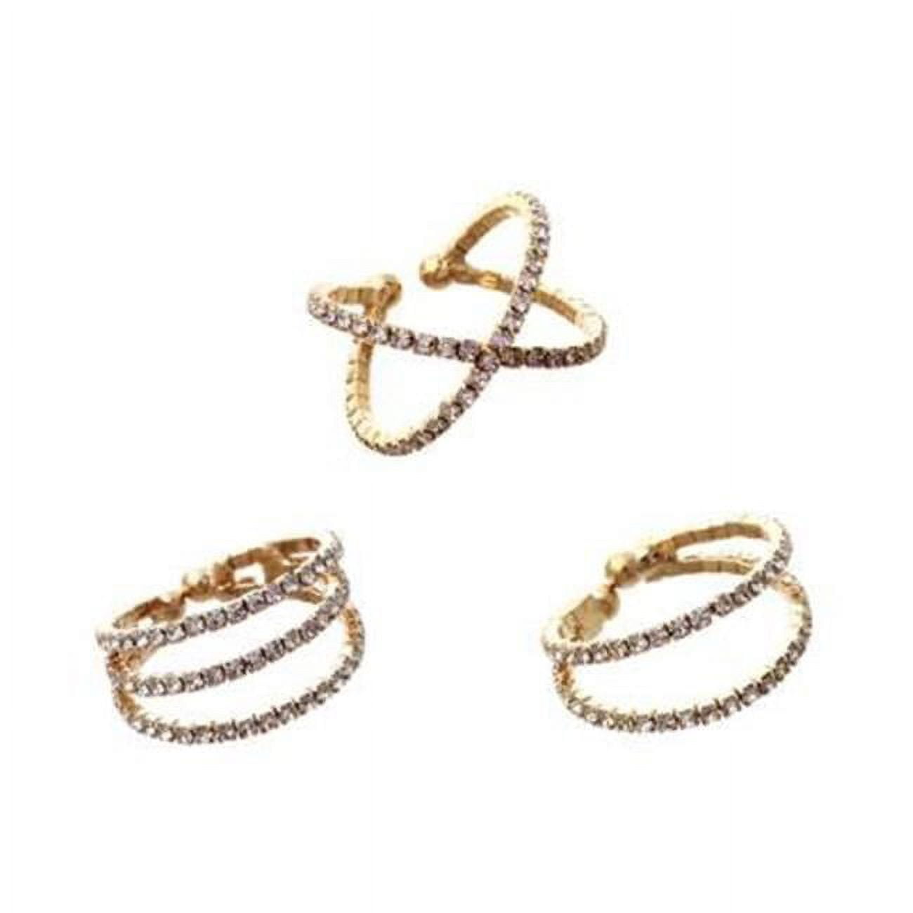 3 Piece Stretch Ring Set with Rhinestones, Gold - Walmart.com