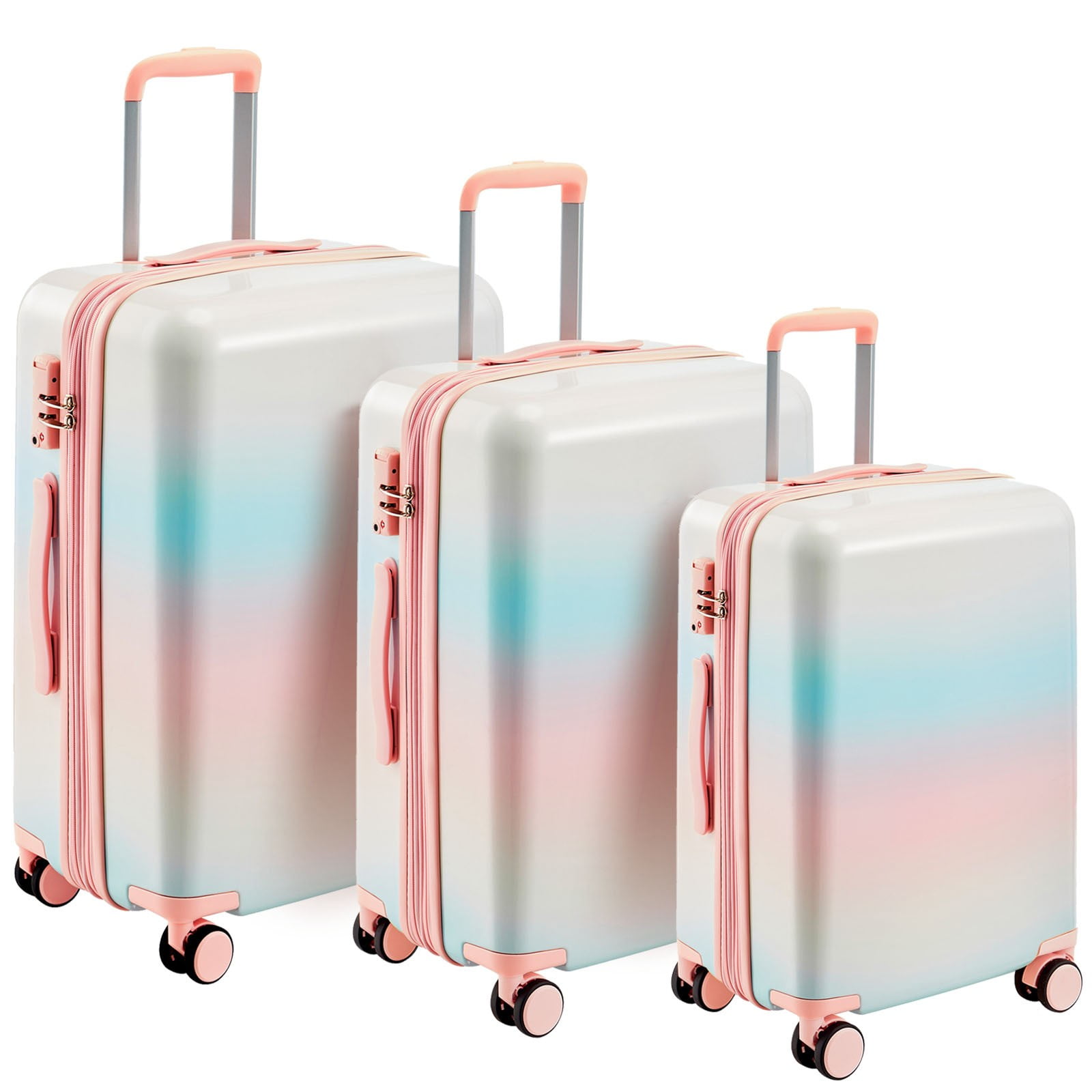 3 Piece Sturdy Ergonomic Expandable Hardshell Travel Luggage Sets 8 ...