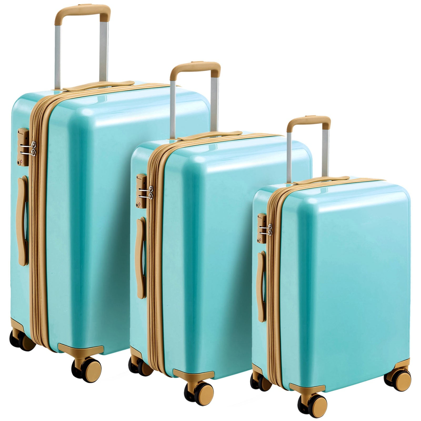3 Piece Sturdy Ergonomic Expandable Hardshell Travel Luggage Sets 8 ...