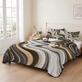 3 Piece Summer Bed Quilt Set Queen Size,Modern Marble Texture Pattern ...